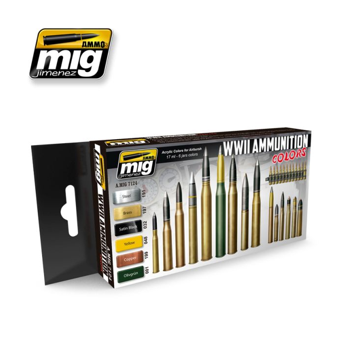 WWII ammunition colors 6 jars 17 ml AMMO by Mig 7124