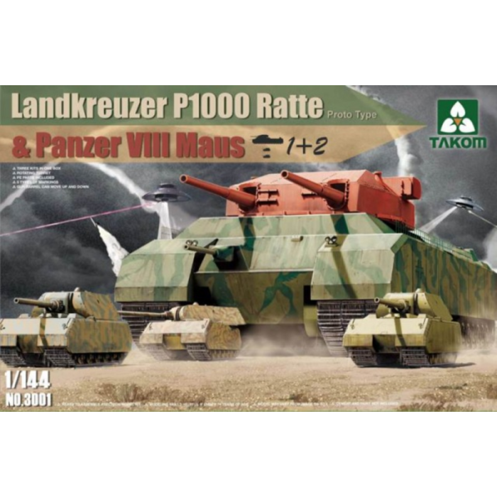 1/144 Landkreuzer P1000 Ratte (Proto Type) & Panzer VIII Maus Takom 3001